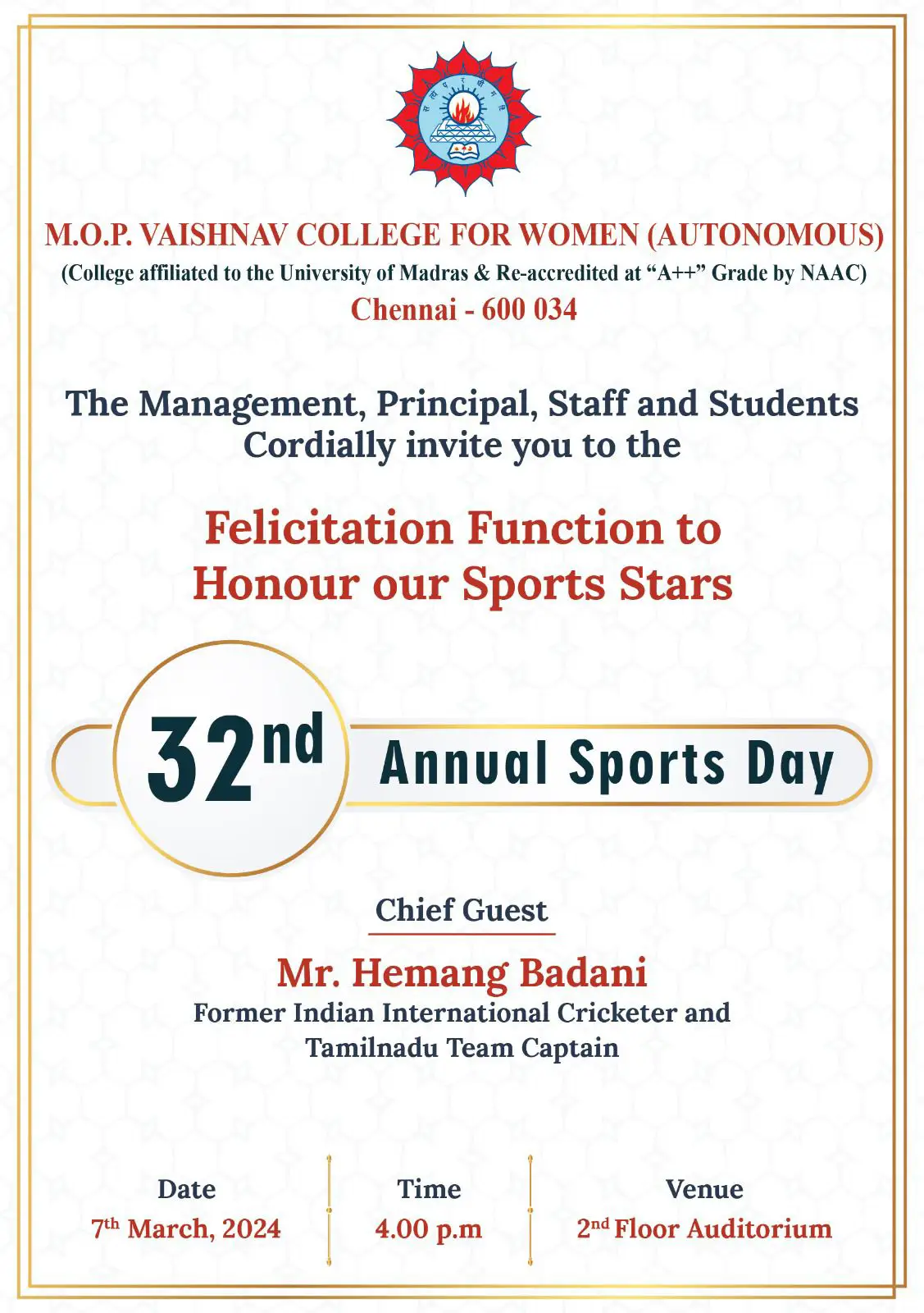 Felicitation Function to Honour our Sports Stars - MOP